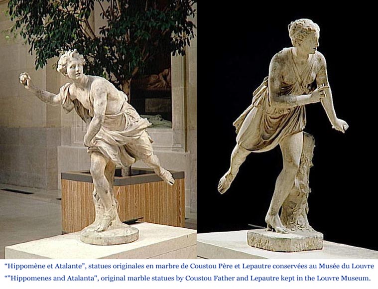 "Hippomène et Atalante", paire de statues de jardin en fonte du Val d ...