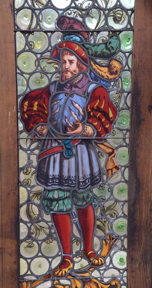 Vitrail de style Néo-Renaissance aux personnages - Vitraux