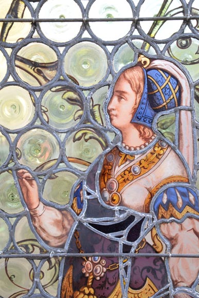 Vitrail de style Néo-Renaissance aux personnages - Vitraux