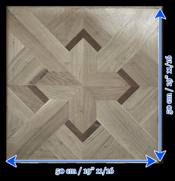 Beau parquet ancien en chêne et acajou d'une surface de 15 m2 ...