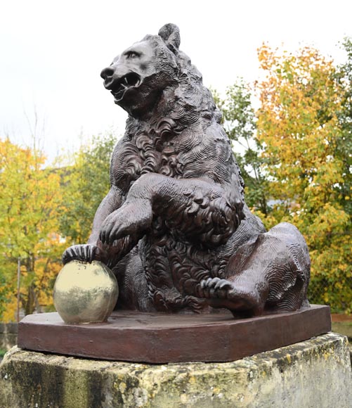 Joseph Simon Volmar (Berne, 1796-1865), Paire d'Ours en fonte de fer ...