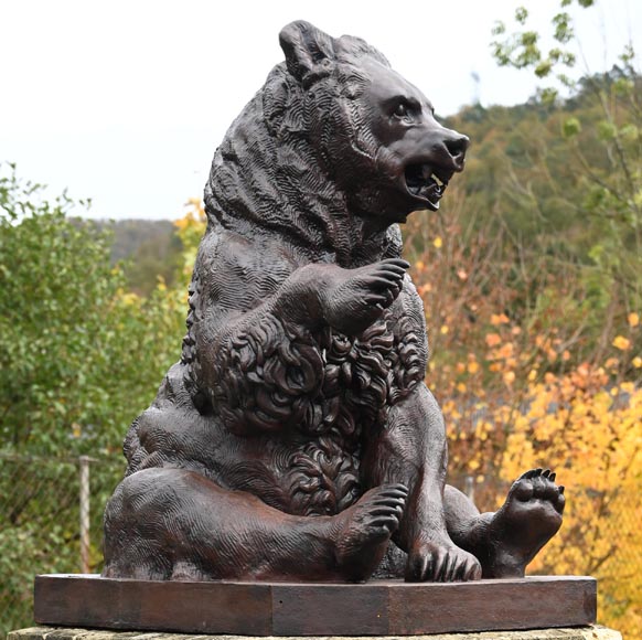 Joseph Simon Volmar (Berne, 1796-1865), Paire d'Ours en fonte de fer ...