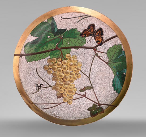 Fernand Thesmar, Plat à la vigne sur fond d’argent, 1880 - Céramique ...