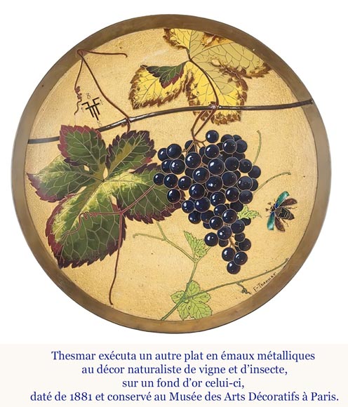 Fernand Thesmar, Plat à la vigne sur fond d’argent, 1880 - Céramique ...
