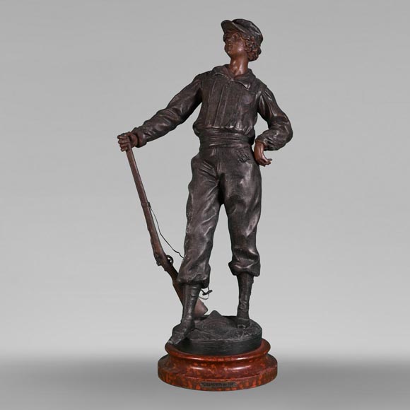 Louis MOREAU (d'après) - « Champion de tir », statuette régule - Sculpture